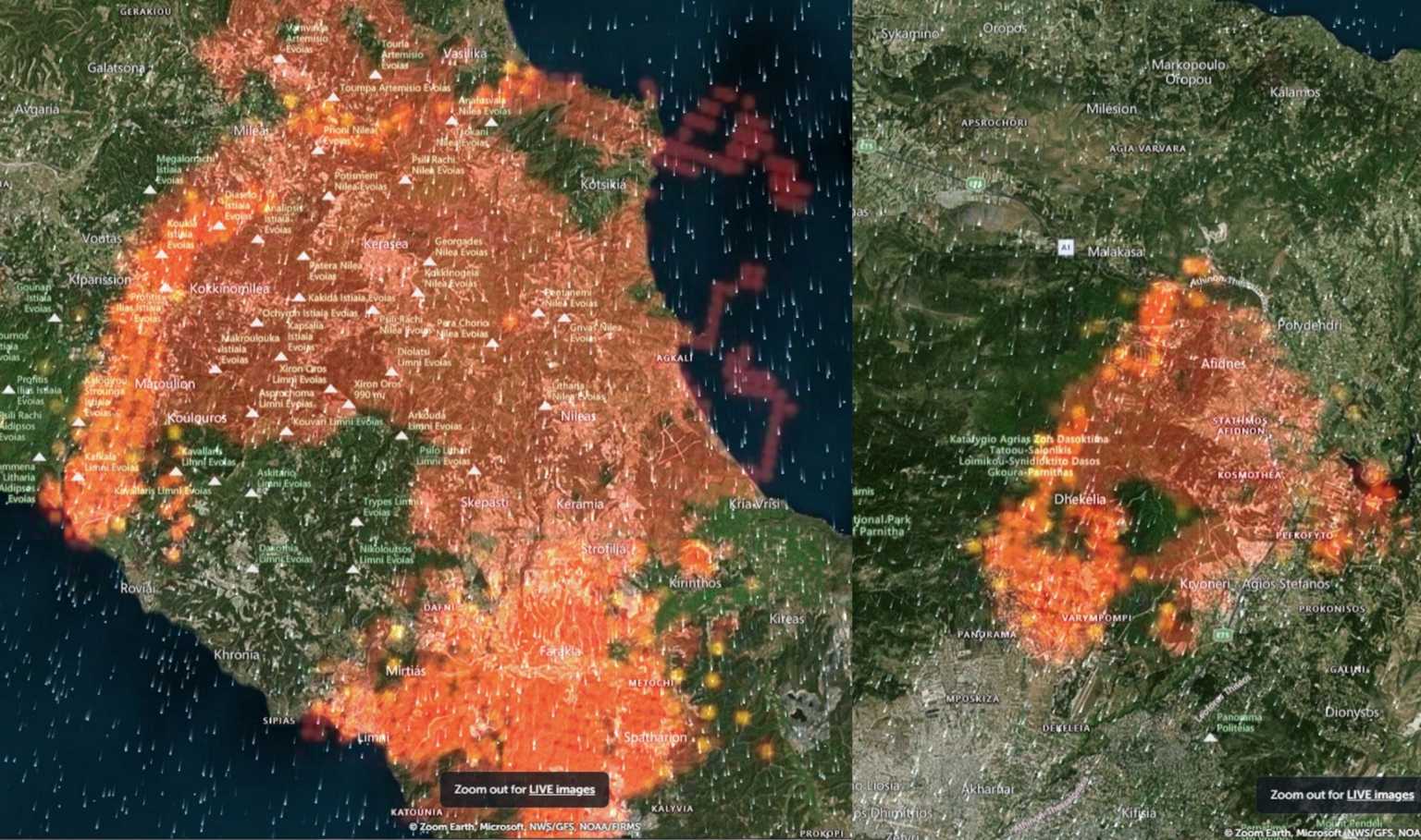 Φωτιές σε Αττική και Εύβοια: «Στάχτη» 274.090 στρέμματα - LIVE χάρτης