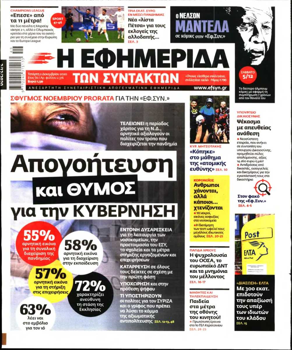 Η ΕΦΗΜΕΡΙΔΑ ΤΩΝ ΣΥΝΤΑΚΤΩΝ - 02/12/2020 - NewsIT