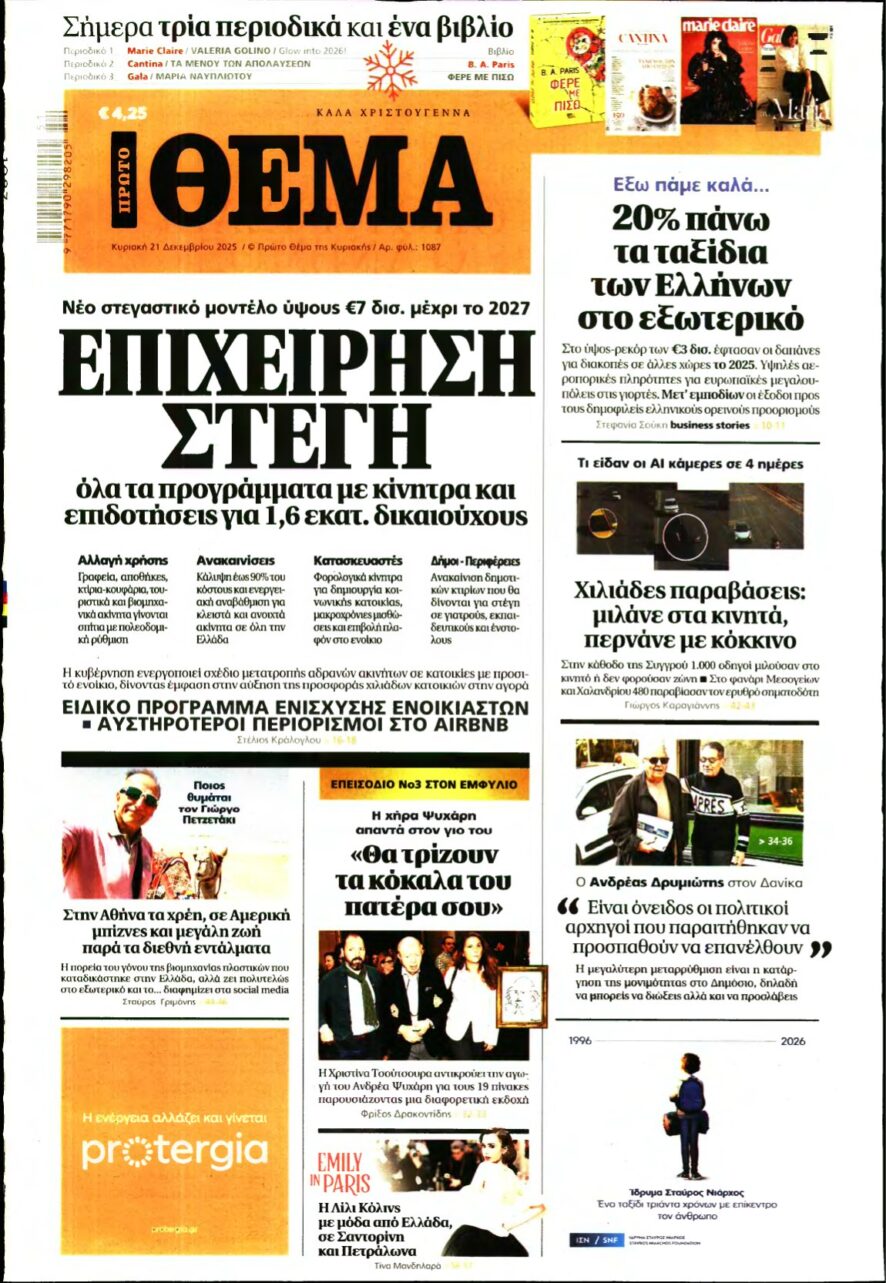 ΠΡΩΤΟ ΘΕΜΑ - 21/12/2025 - NewsIT
